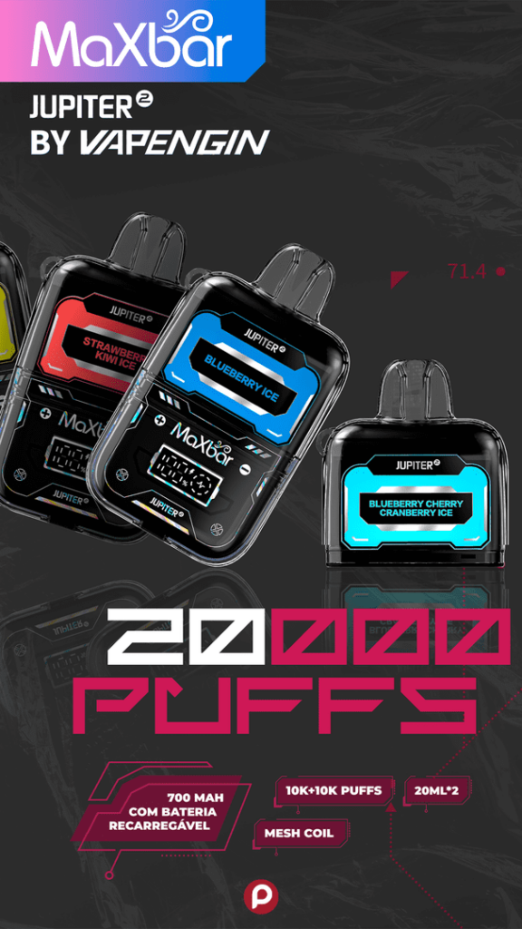 MaxBar By Vapengin - Jupiter 2 Pod Descartável 20000 Puffs - Oficina Vapor